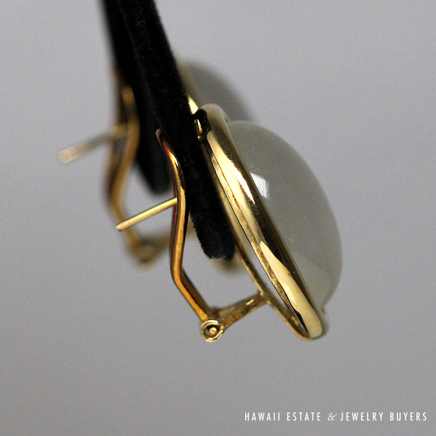 GIA CERTIFIED TSL NATURAL WHITE JADEITE 14K YELLOW GOLD BEZEL SET ...