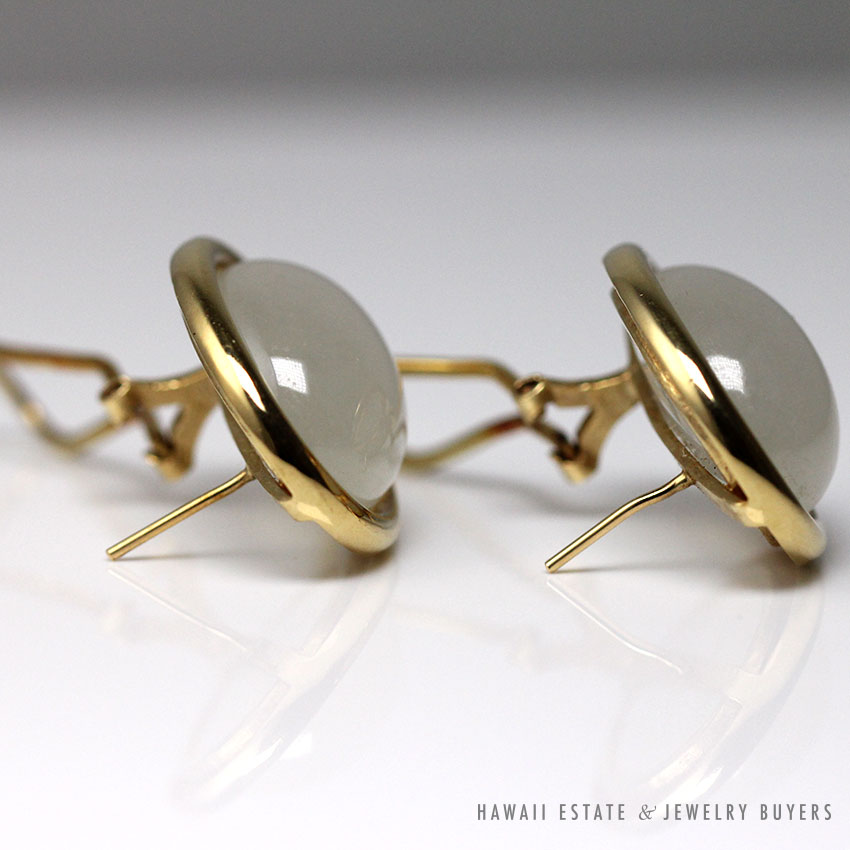 GIA CERTIFIED TSL NATURAL WHITE JADEITE 14K YELLOW GOLD BEZEL SET ...